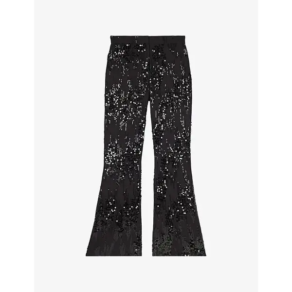 The Kooples Flared-leg Sequin-embellished Trousers