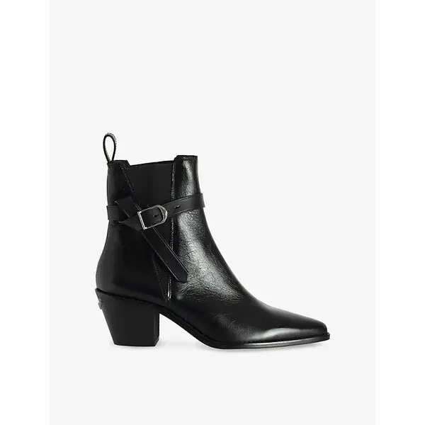 Zadig&Voltaire Tyler Buckled Leather Heeled Ankle Boots - Noir