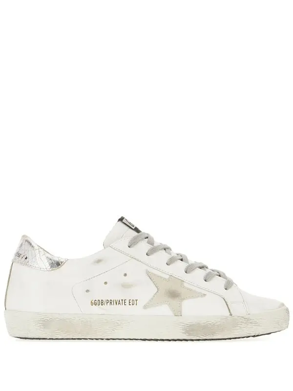 Golden Goose Super-star Leather Sneakers With Suede Star And Piper Print Heel