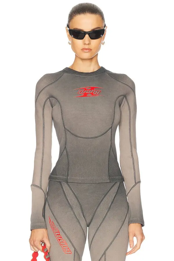 Alexander Wang Blade Logo Long Sleeve Top - Washed Cedar