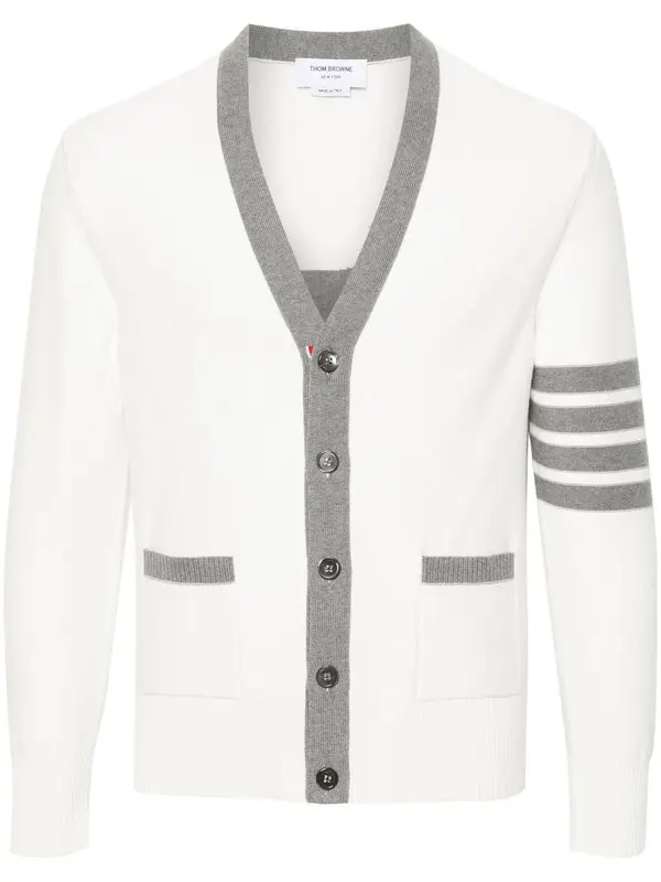 Thom Browne V-neck Cotton Cardigan - White