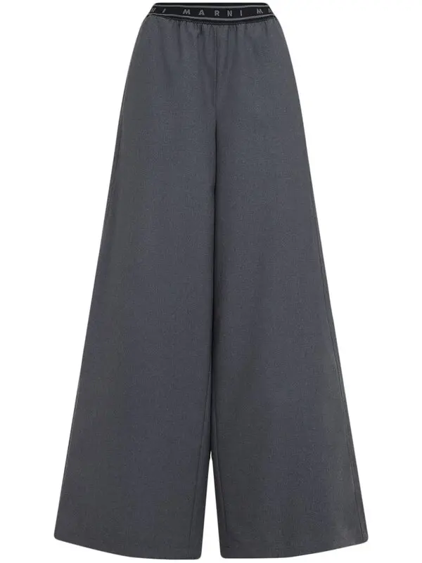 Marni Logo-band Wool Trousers - Grey
