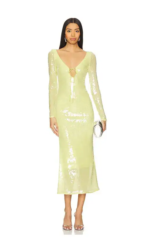 Bardot Verona Sequined Maxi Dress - Canary Yellow - 14% Off | Editorialist