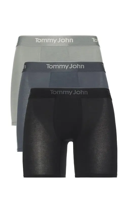Tommy John Second Skin Modal 3 Pack 6 Boxer Brief In Grey - Black  Turbulence  & Monument