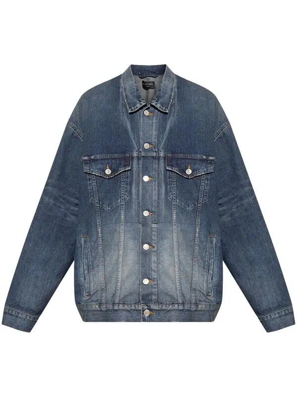 Balenciaga Tape Type-print Denim Jacket - Blue