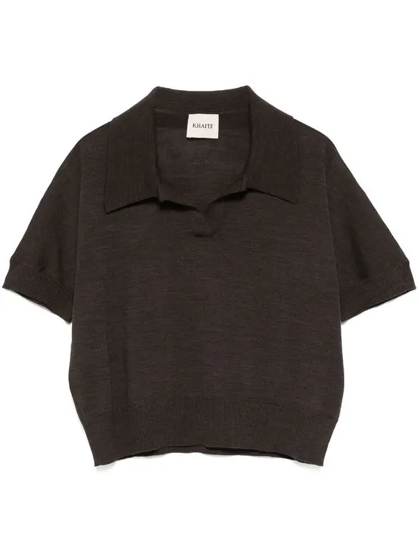 Khaite Morgane Polo Top - Brown