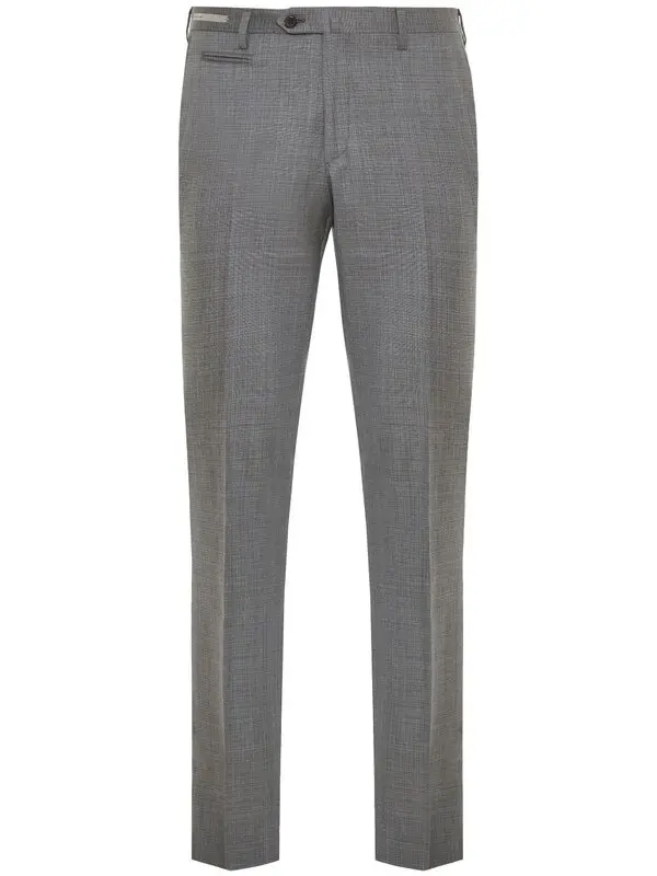 Corneliani Pressed-crease Wool Trousers - Grey