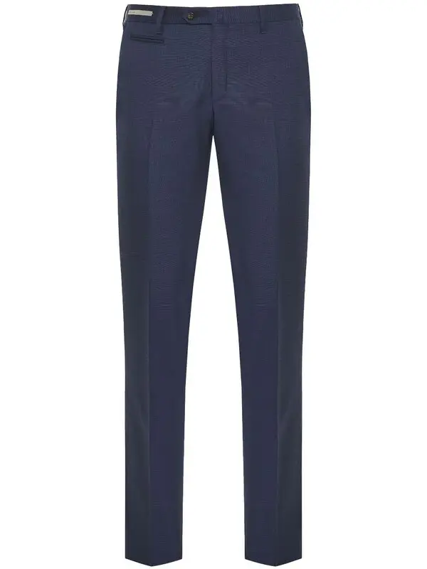 Corneliani Pressed-crease Wool Trousers - Blue