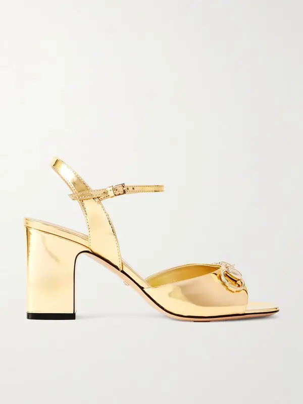 Gucci Horsebit-embellished Metallic Leather Pumps - Gold