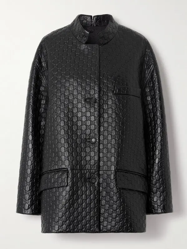 Gucci Debossed Leather Jacket
