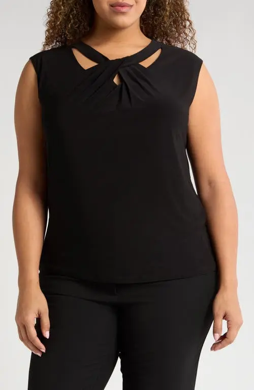 KASPER Cap Sleeve Criss-cross Top - Black