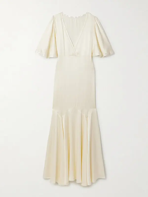 BODE Claret Hammered-silk Gown - Cream