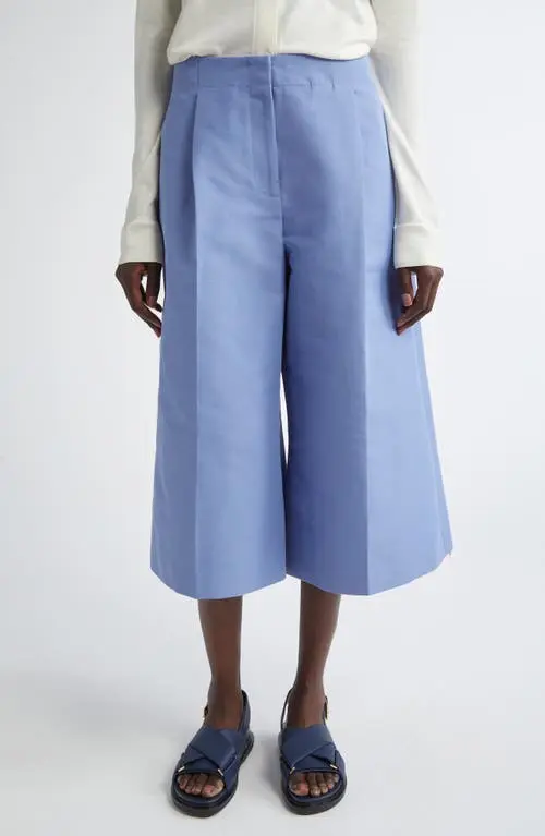 Marni Pleated Virgin Wool Wide Leg Cropped Trousers - Periwinkle