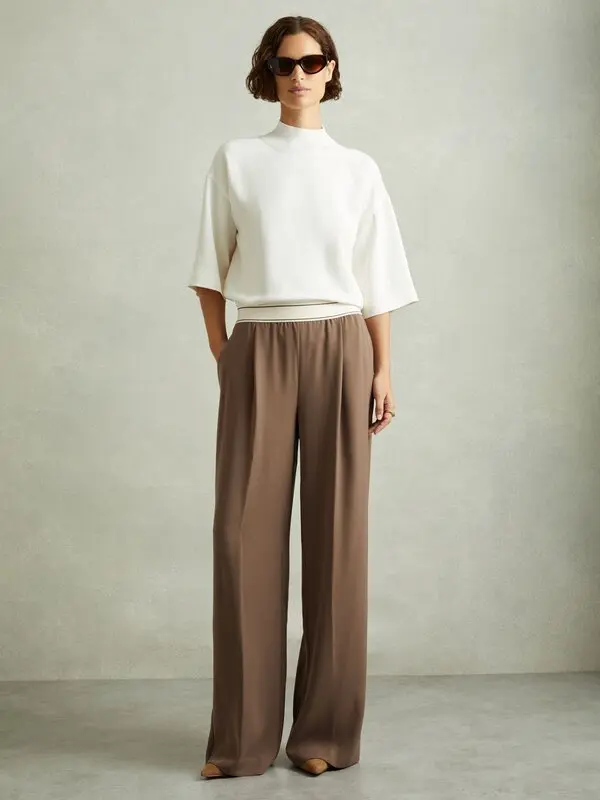 REISS Abigail Wide Leg Elasticated Trousers