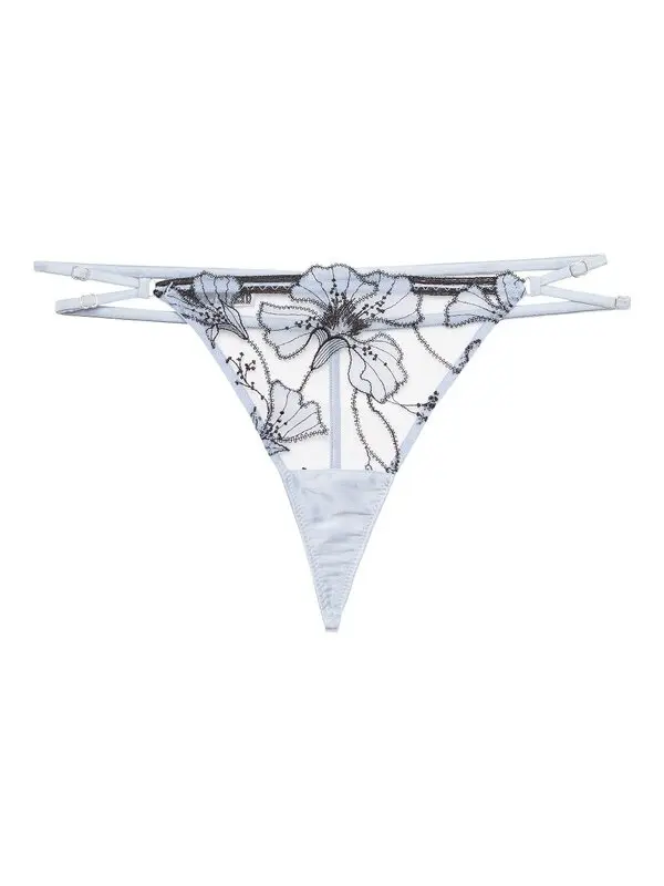 Fleur Du Mal Harper Embroidery G-string - Blue