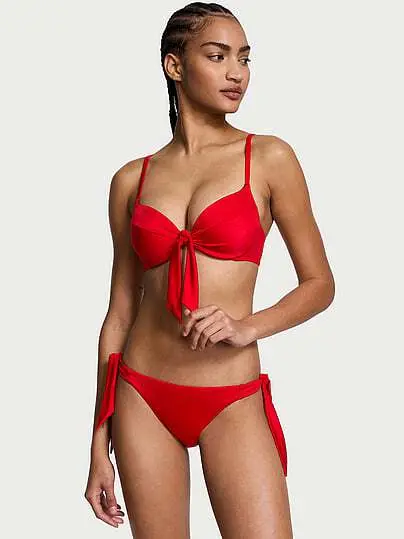 Victoria's Secret Bow Tie-front Push-up Bikini Top - Red