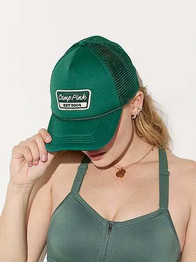 Pink Camp Trucker Hat - Green