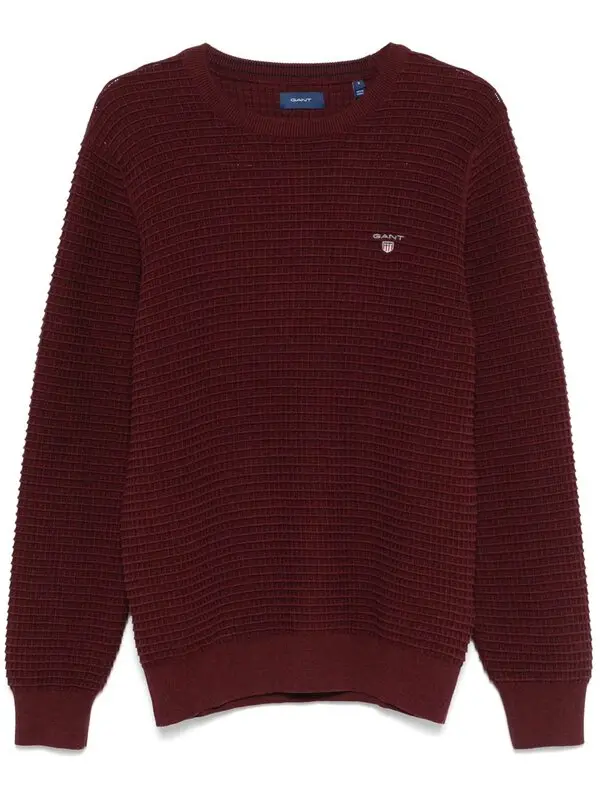 Gant Textured Cotton Sweater - Red