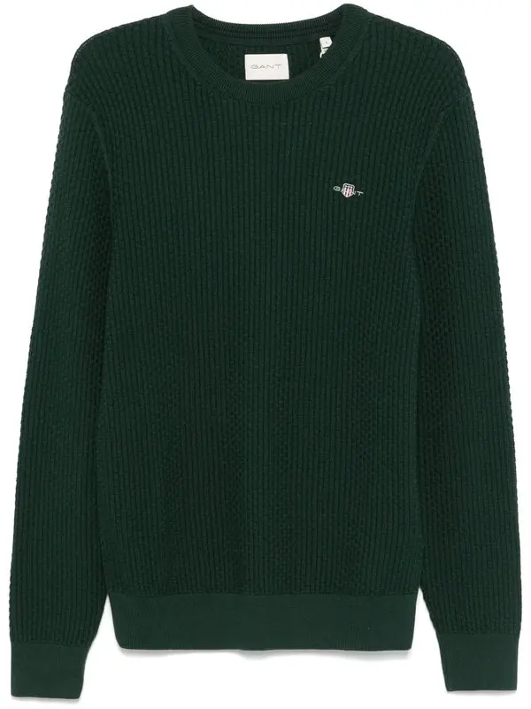 Gant Textured Cotton Sweater - Green