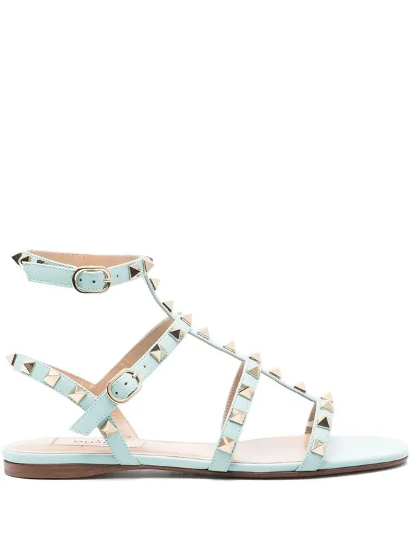 Valentino Garavani Rockstud Flat Sandals - Blue
