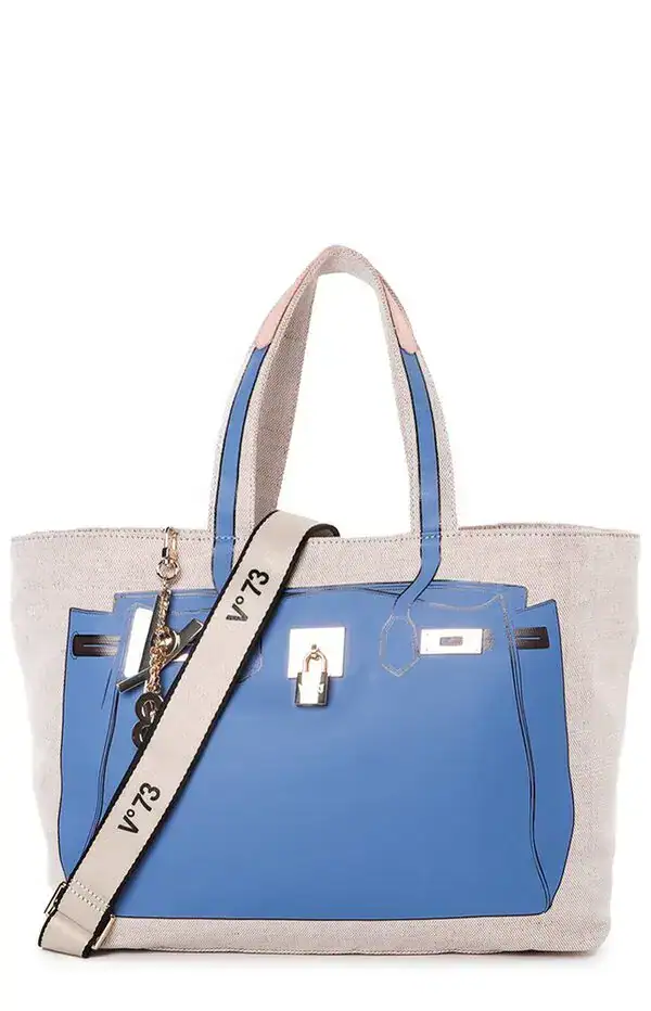 V73 Logo Detailed Shopping Bag In Blue - 42% Off | Editorialist