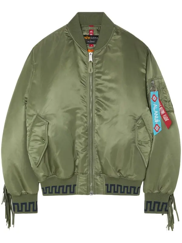 Alanui X Alpha Industries Fringe-detailed Bomber Jacket - Green