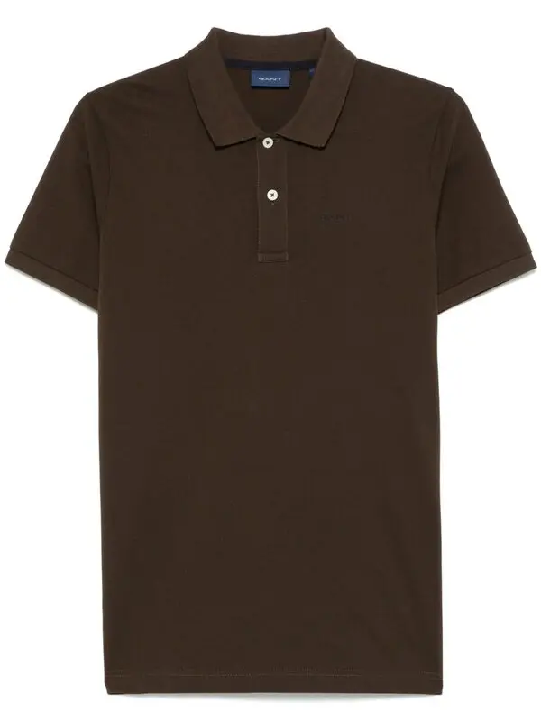 Gant Embroidered-logo Polo Shirt - Brown