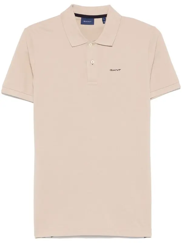Gant Embroidered-logo Polo Shirt - Neutrals