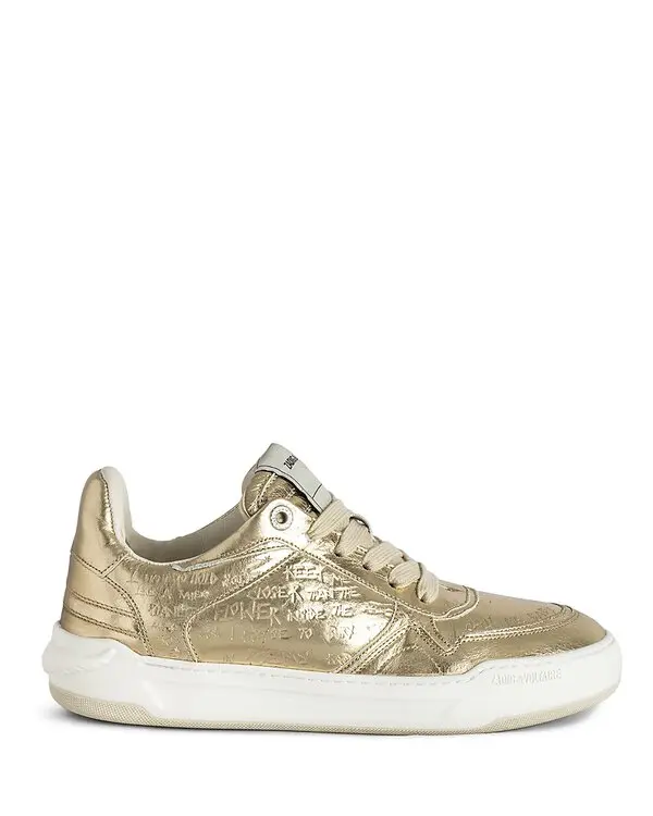 Zadig&Voltaire Wings Vintage Metallic Graffiti Sneakers - Gold
