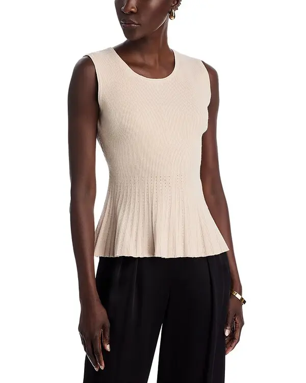 SIONI Ribbed Flared Hem Top