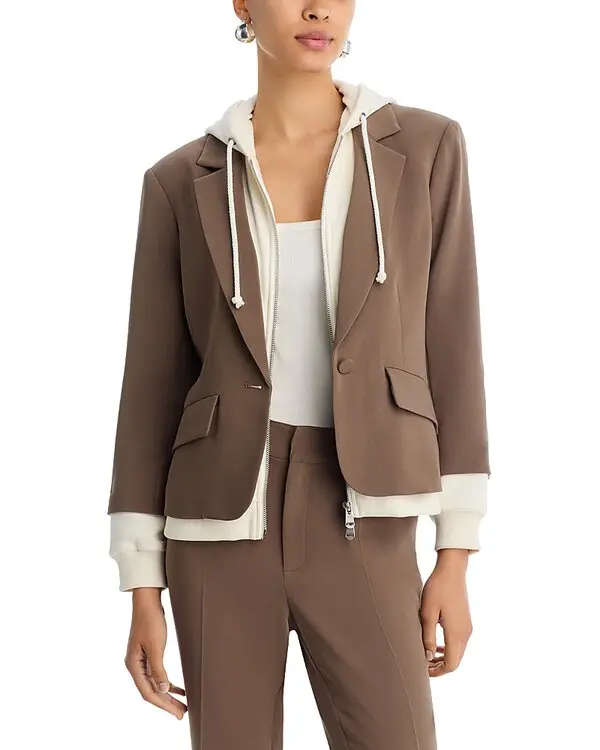 Cinq À Sept Khloe Hooded Blazer - Taupe/ivory