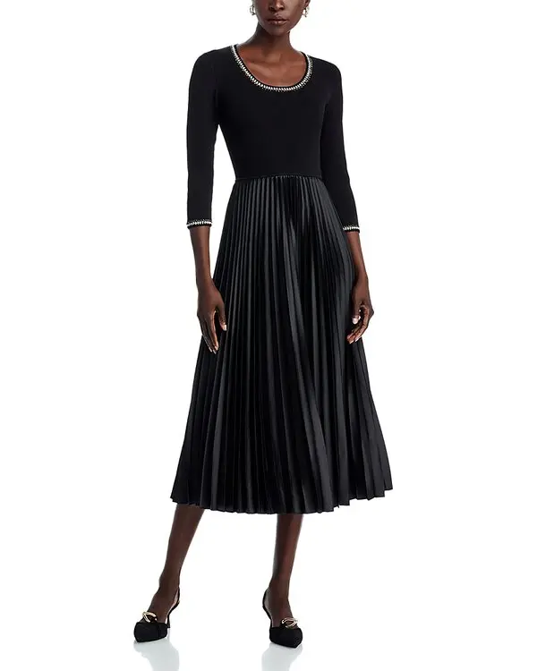 Elie Tahari Mave Mixed Media Midi Dress