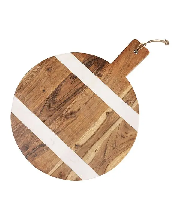 GAURI KOHLI Mandawa Charcuterie Board - Brown With White Strips