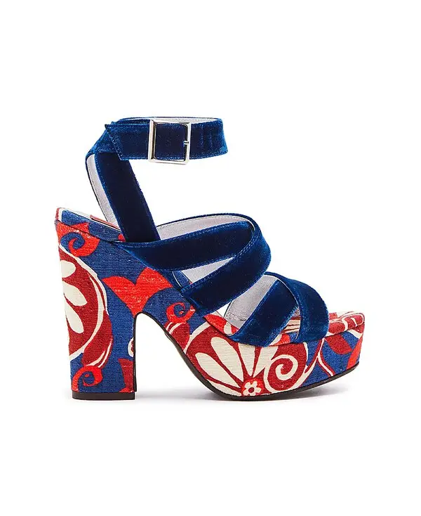 La DoubleJ Medal Wedge Sandal - Moonflower Navy