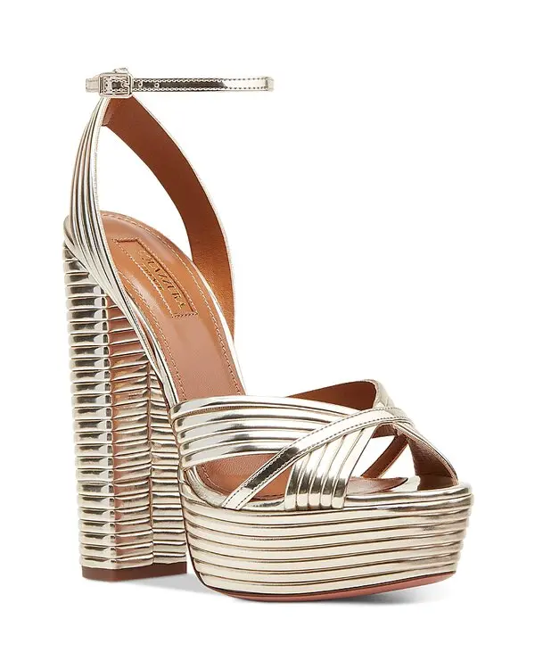 AQUAZZURA Sundance Plateau 140 Platform Sandals - Light Gold