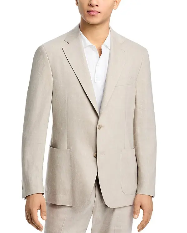 Vince Linen & Wool Melange Solid Slim Fit Suit Jacket - Stone