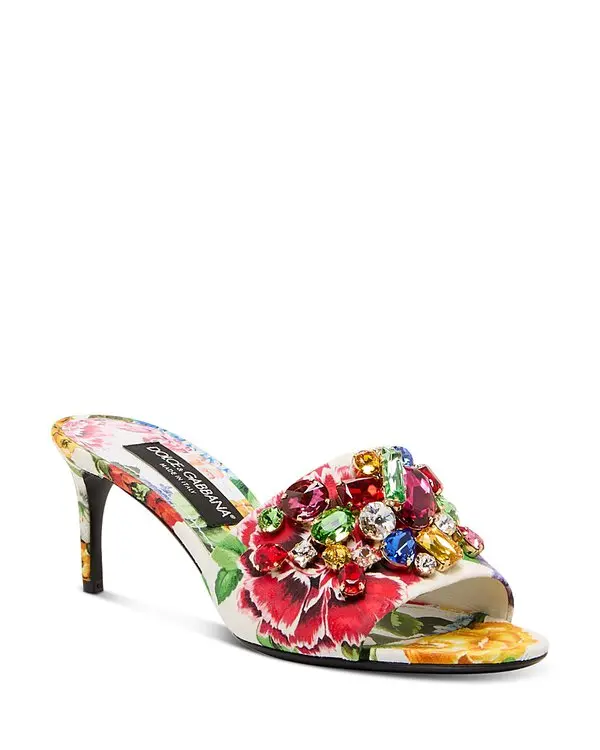 Dolce & Gabbana Crystal Embellished Floral Sandals - Flowers