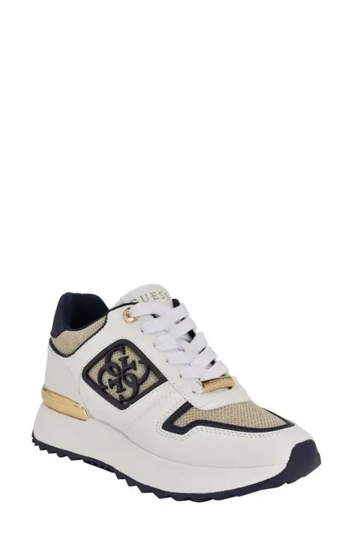 Guess Koyaaa Platform Sneakers - White/ Black/ Gold