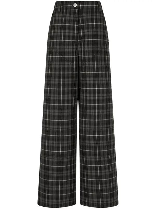 STUDIO TOMBOY Tartan Check Wide-leg Trousers