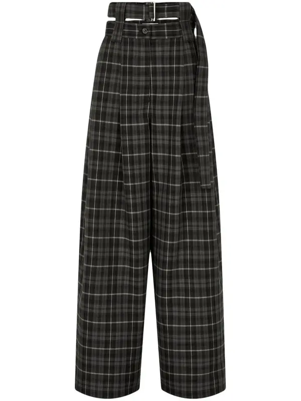 STUDIO TOMBOY Tartan Check Belted Trousers