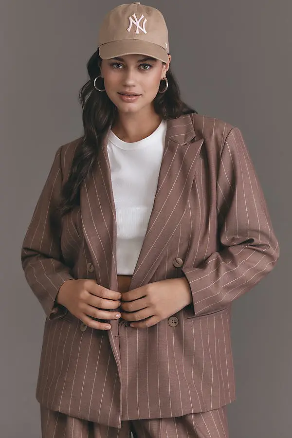 Maeve Oversized Blazer Jacket - Brown