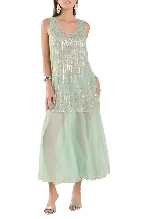 Endless Rose Sequin Chiffon Maxi Dress - Sage