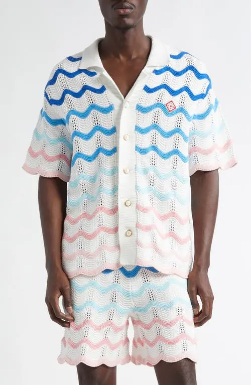 Casablanca Gradient Wave Crochet Camp Shirt - Multi