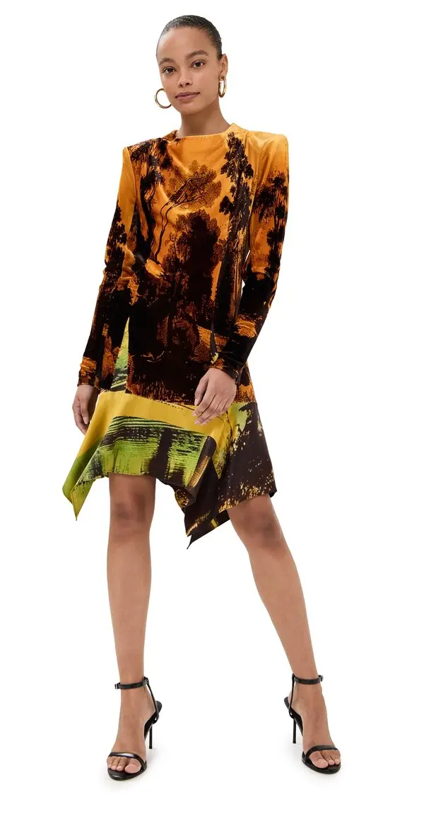 Monse Velvet Forest Print Dress - Multicolor Print