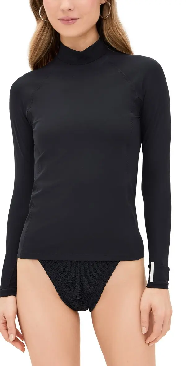 Hunza G Miley Upf Rash Guard Swim Top - Black