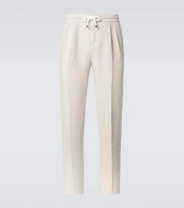 Brunello Cucinelli Linen Straight Leg Pants
