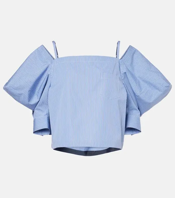 Sacai Striped Cotton Poplin Shirt - Blue