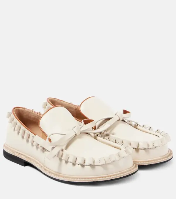 JW Anderson Ruffled Leather Loafers - White