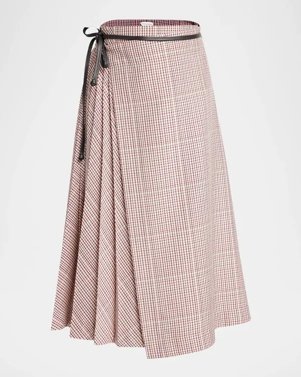 Bottega Veneta Check Pleated Wrap Skirt - Multicolor