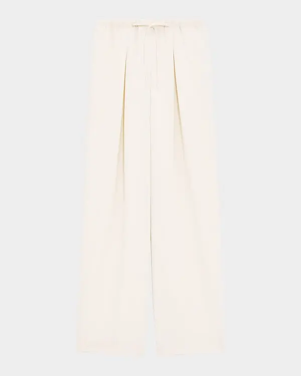 Theory Pleated Wide Leg Pants - Rice